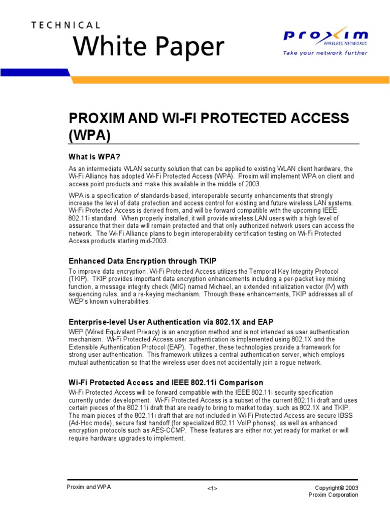 Proxim ORiNOCO Wireless Adapter WPA Support White Paper | PDF | Wi Fi ...