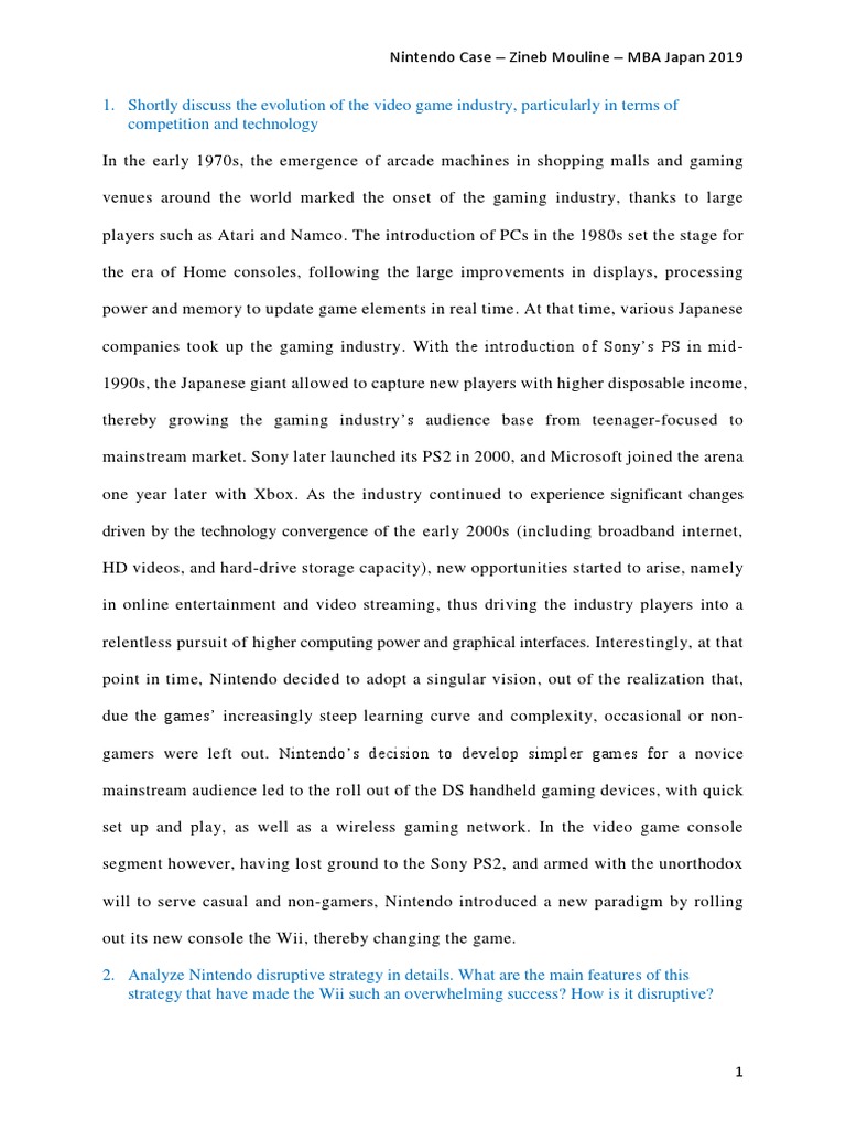 Nintendo Case Study | PDF | Video Games | Video Game Industry
