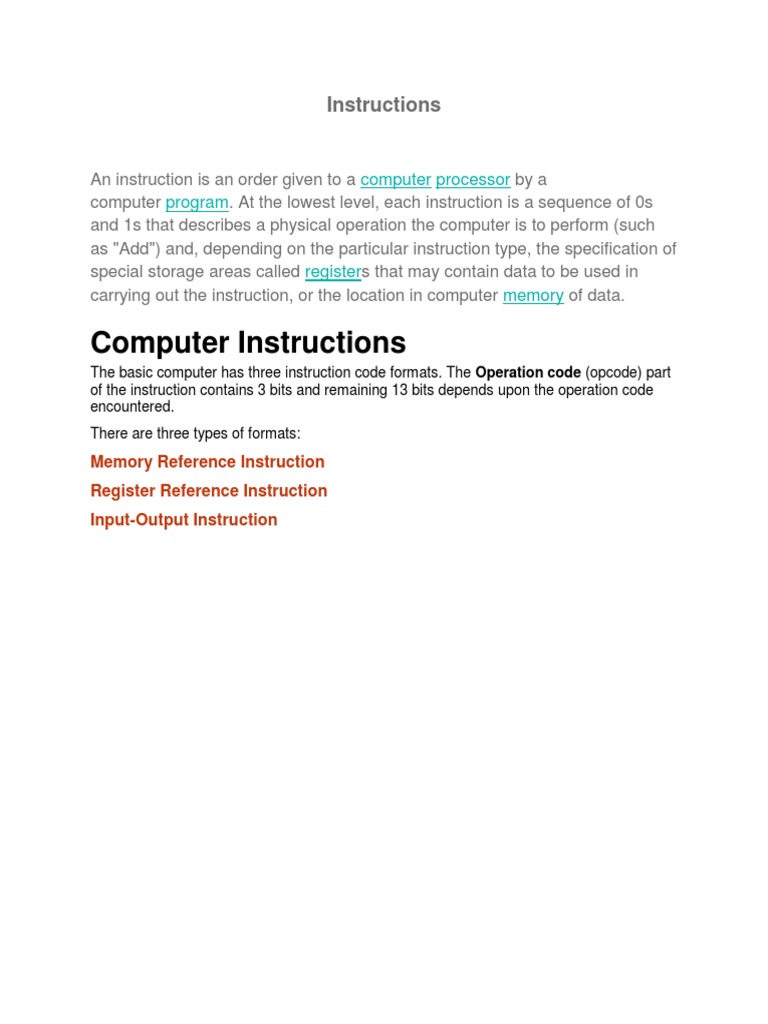 Computer Instructions | PDF