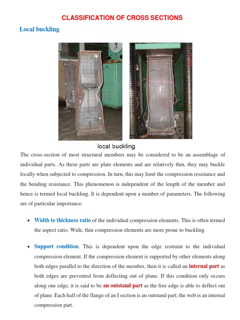 Local Buckling Classification Pdf Buckling Bending 8217
