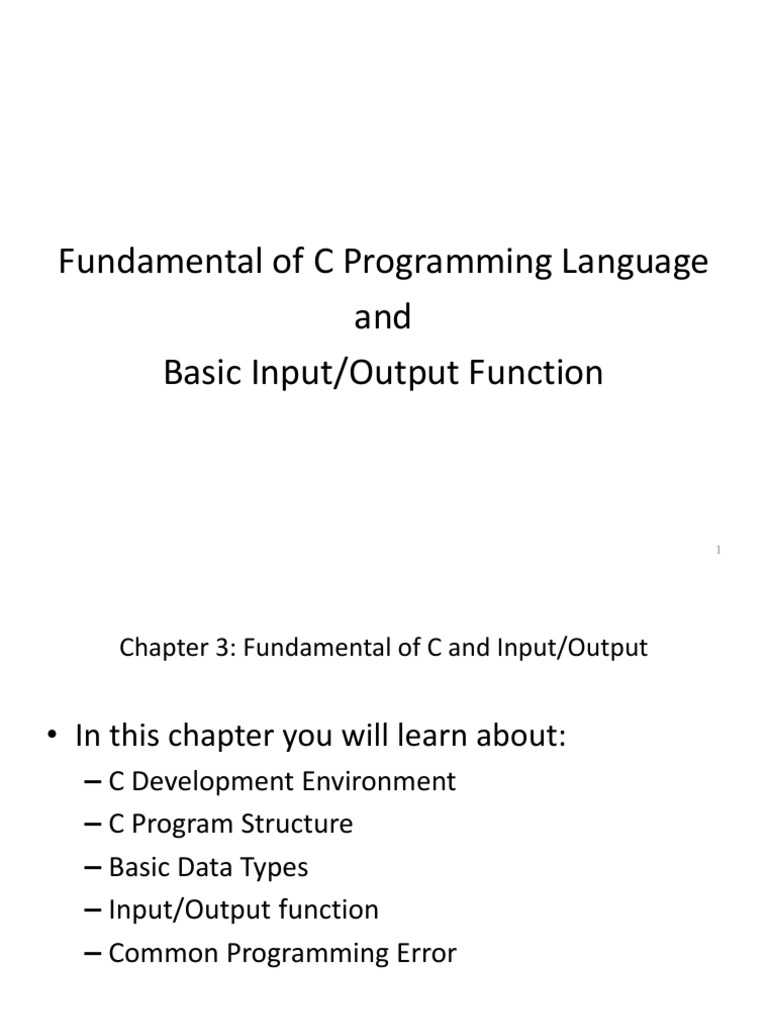 C Fundamentals C Programming Language Computer Program