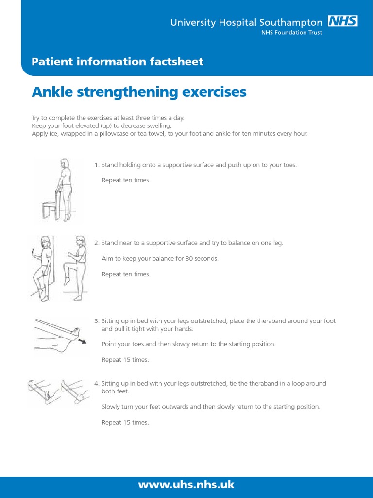 Ankle Strengthening Exercises Patient Information | PDF