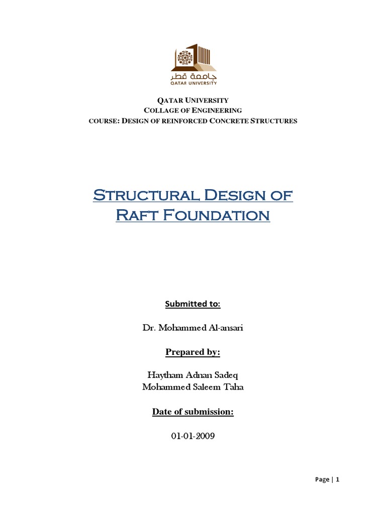 Structural Design of Raft Foundation: Q U C E: D C S | PDF | Column ...