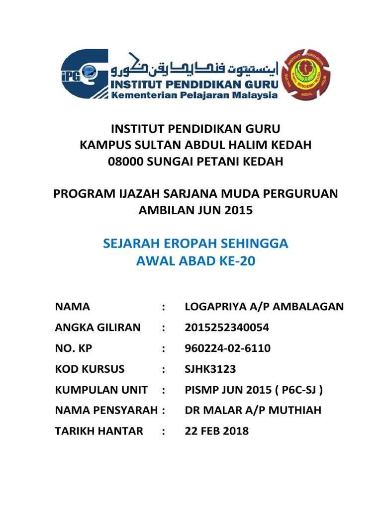 Muka Depan Assignment | PDF