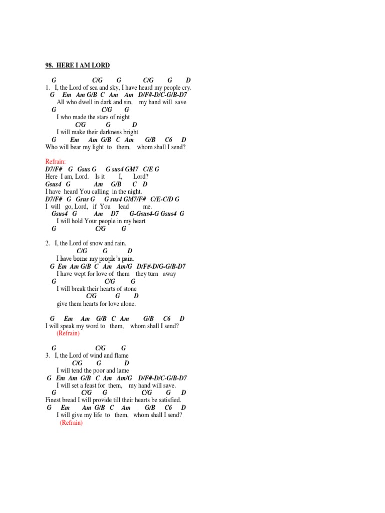 Communion - Here I Am Lord - 2 SOLB - Chords | PDF