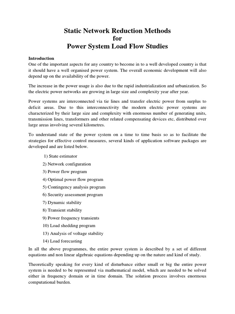 Power System Network Reduction | PDF | Electric Power System ...