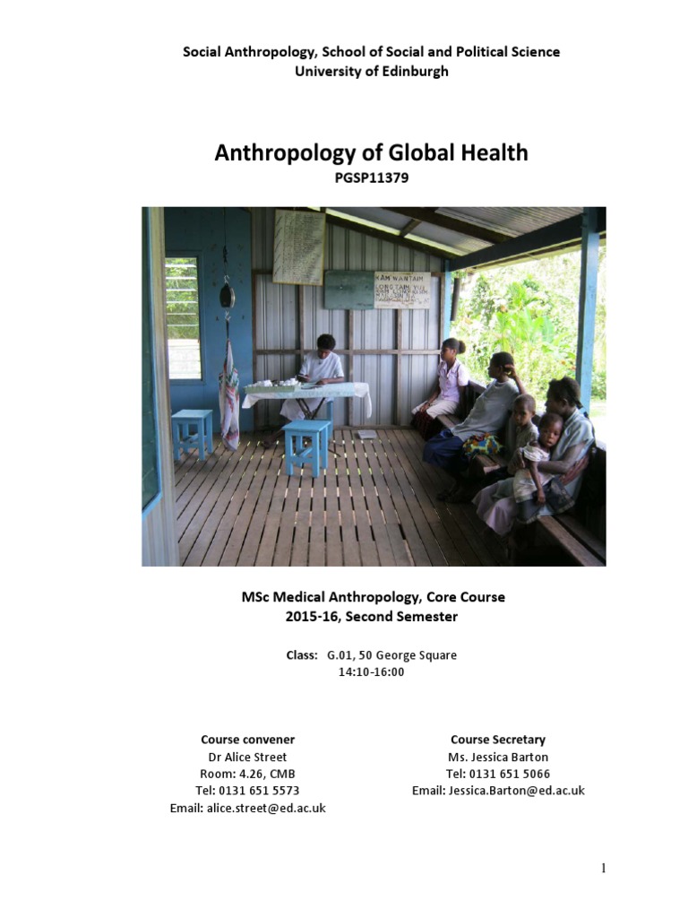 Anthropology of Global Health PGSP11379 2015-16 | PDF | Medical ...