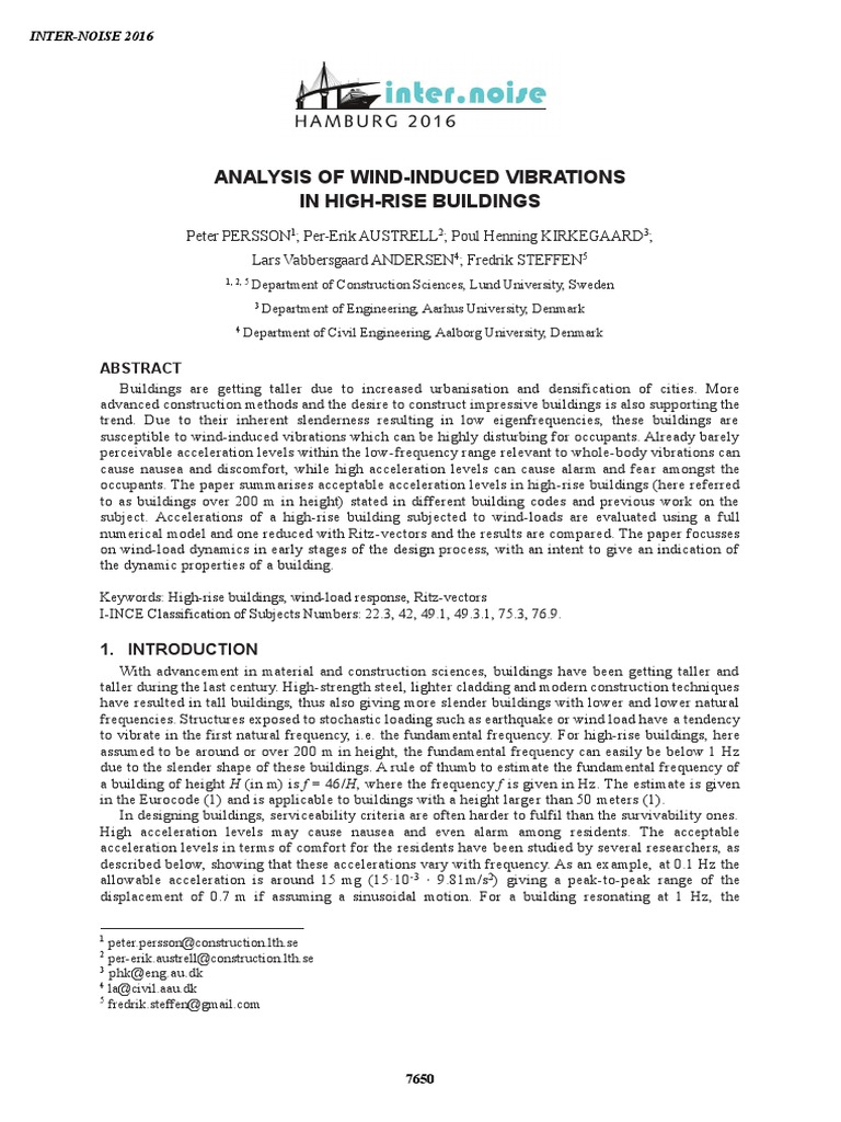Analysis of Wind-Induced Vibrations in High-Rise Buildings | PDF | Spectral Density | Normal Mode