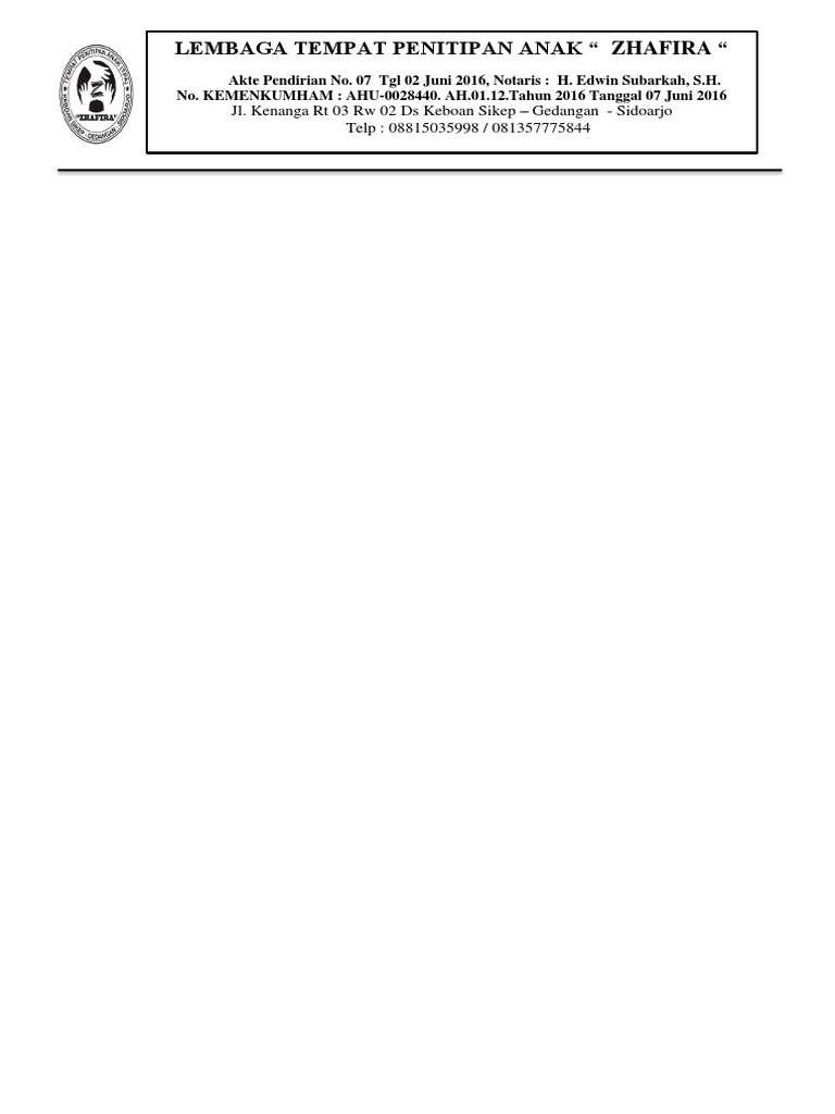 KOP SURAT Tpa Zhafira | PDF | Hukum | Gaya Hidup
