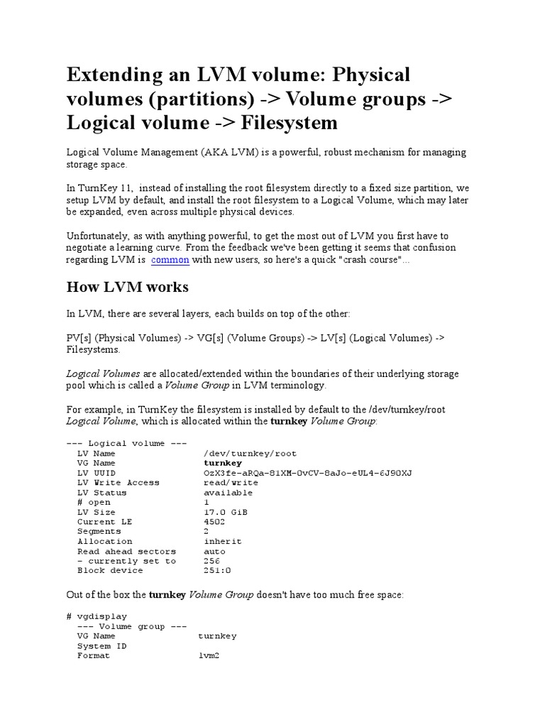 Extending An LVM Volume | PDF | File System | Data Management
