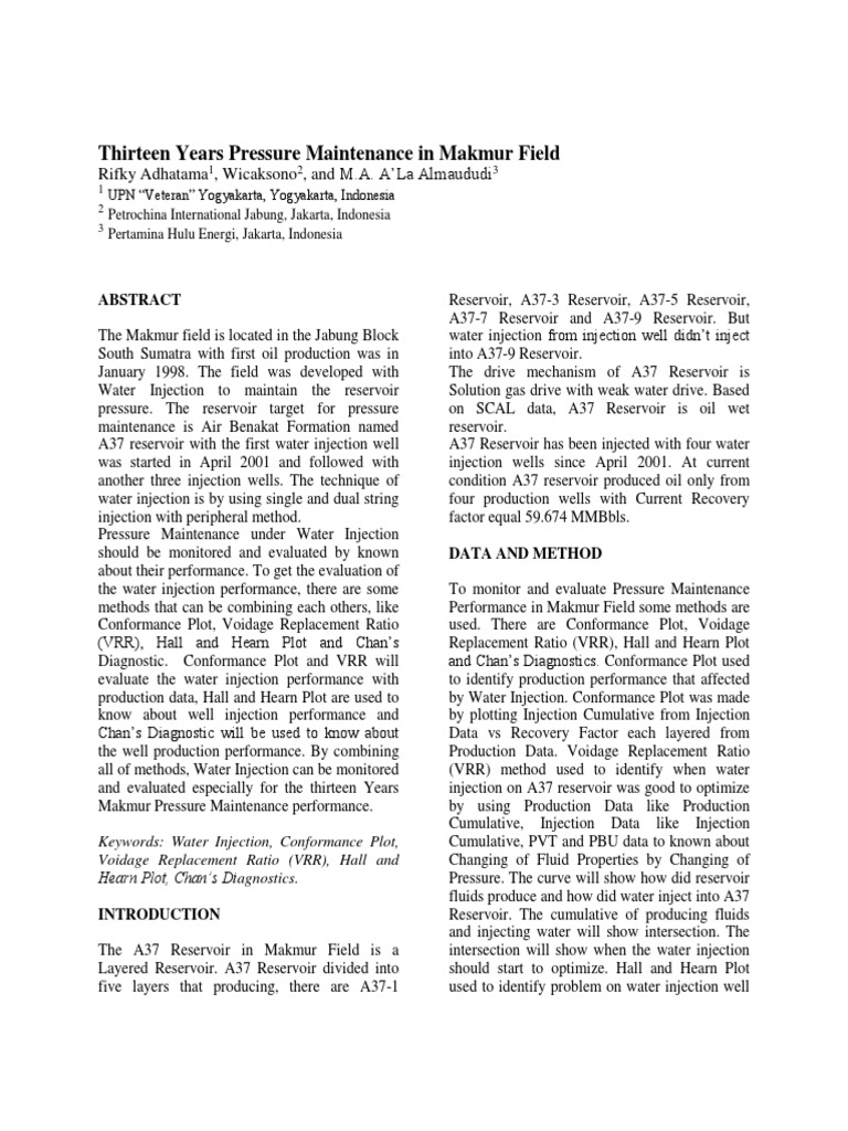 Hall Plot Analysis of Water Injection | PDF | Petroleum Reservoir ...