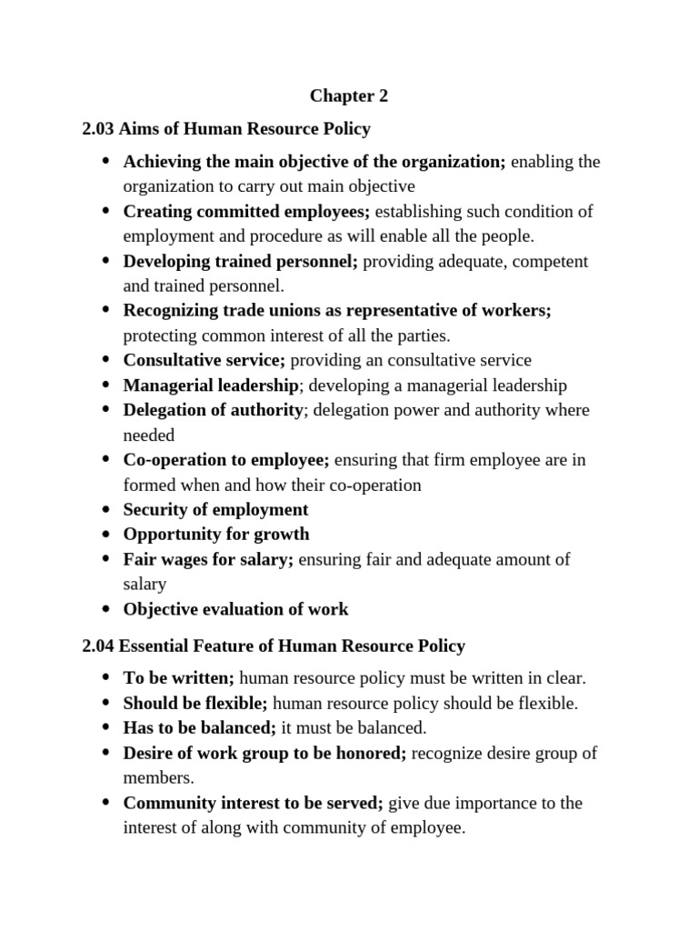 Human Resource Policy Pdf Trade Union Employment