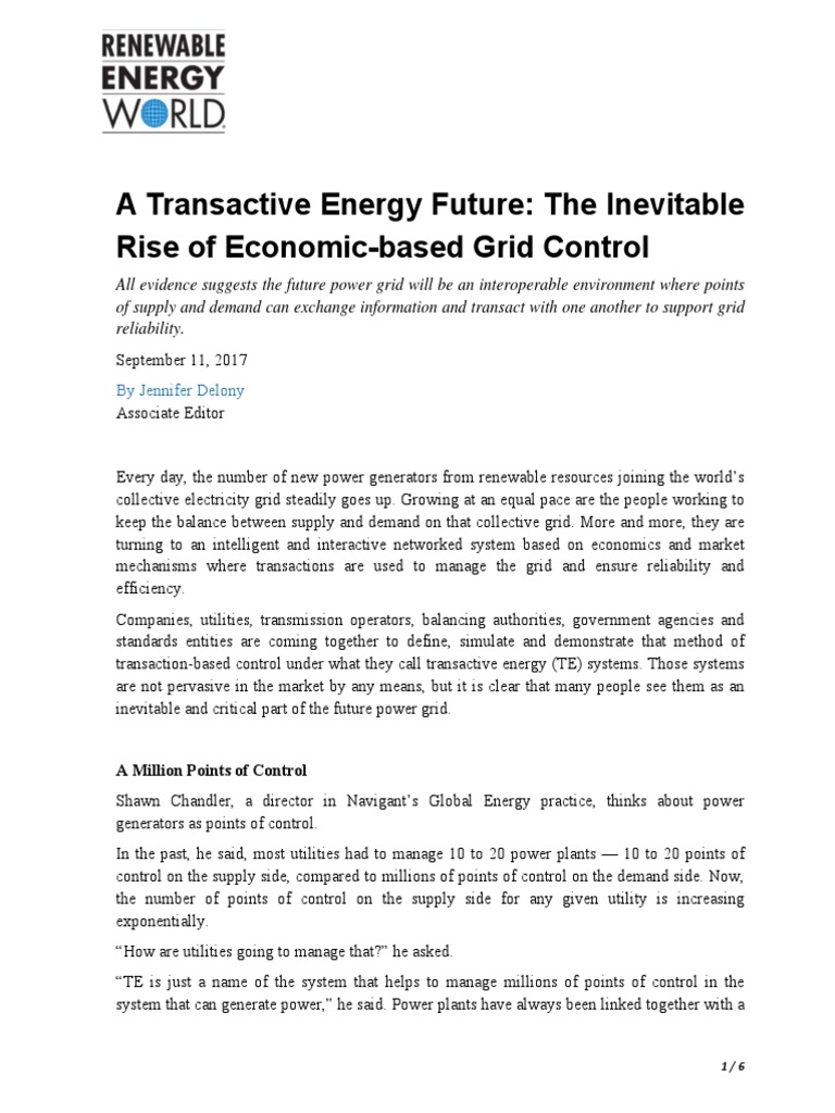 Transactive Energy: Future Grid Control | PDF | Electrical Grid | Energy (General)