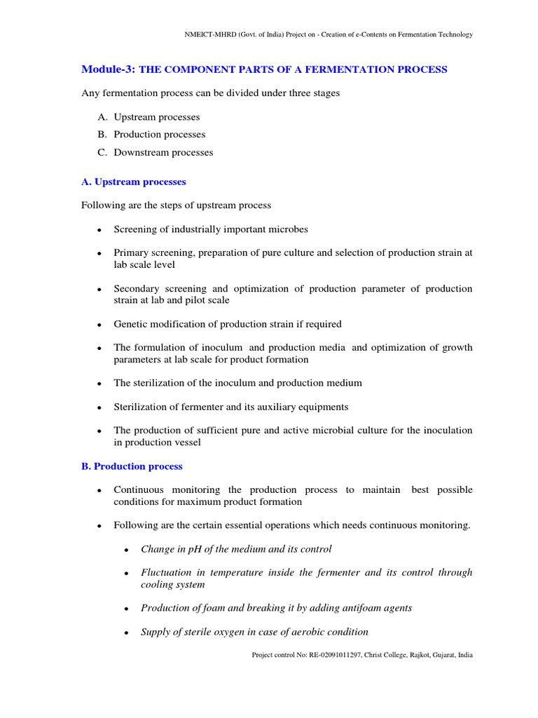 Upstream Processing in Fermentation | PDF | Growth Medium | Chemistry