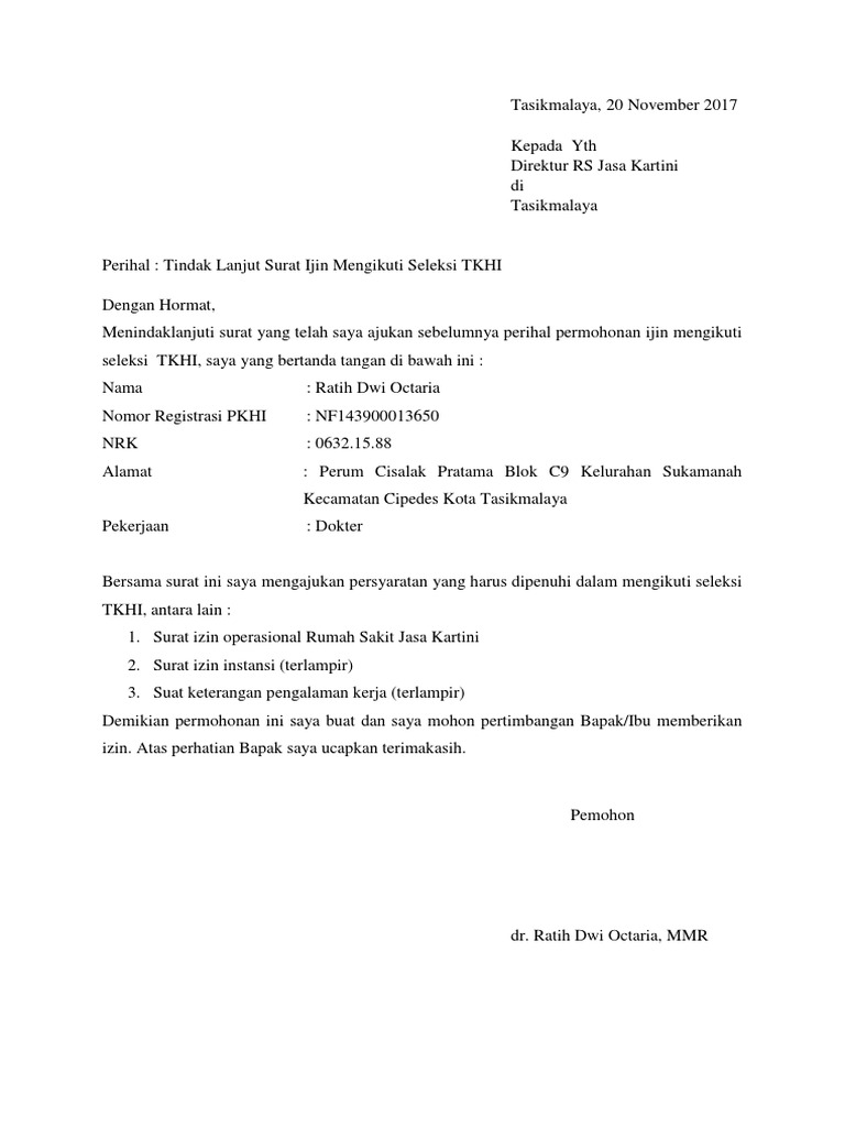 Surat Ijin Tkhi | PDF