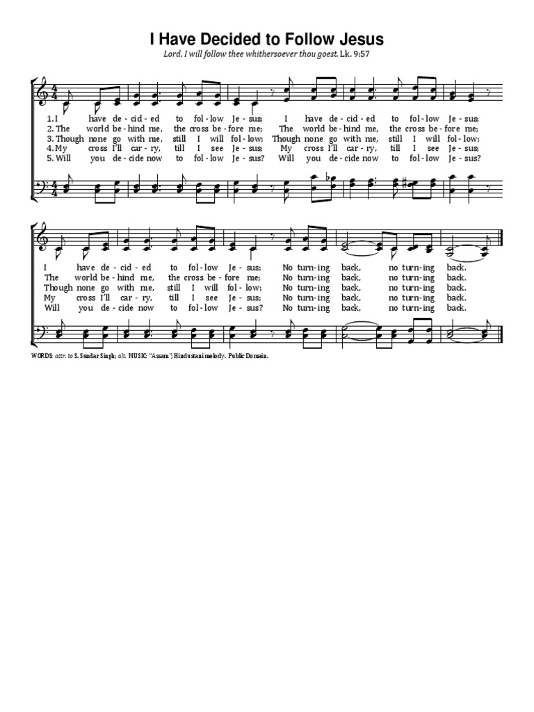 I Have Decided To Follow Jesus | PDF | Leisure