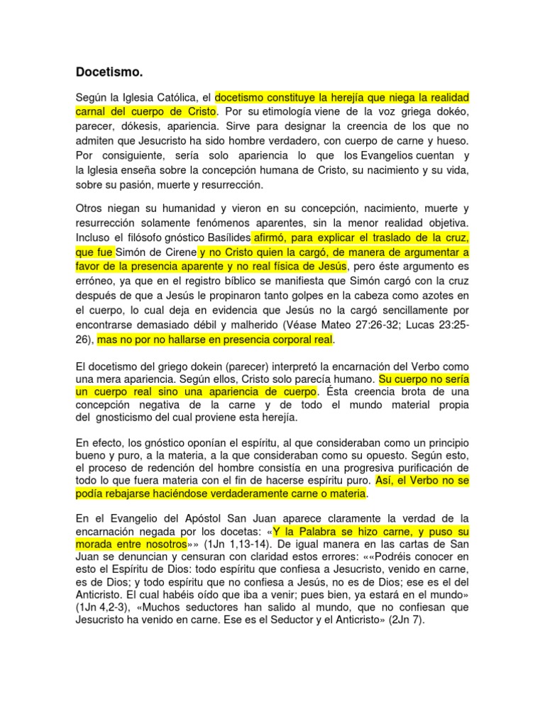 Docetismo | PDF | Creencia religiosa y doctrina | Religiones religiosas