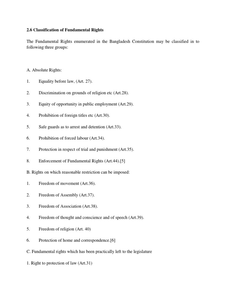 2.6 Classification of Fundamental Rights | PDF | Supreme Courts ...