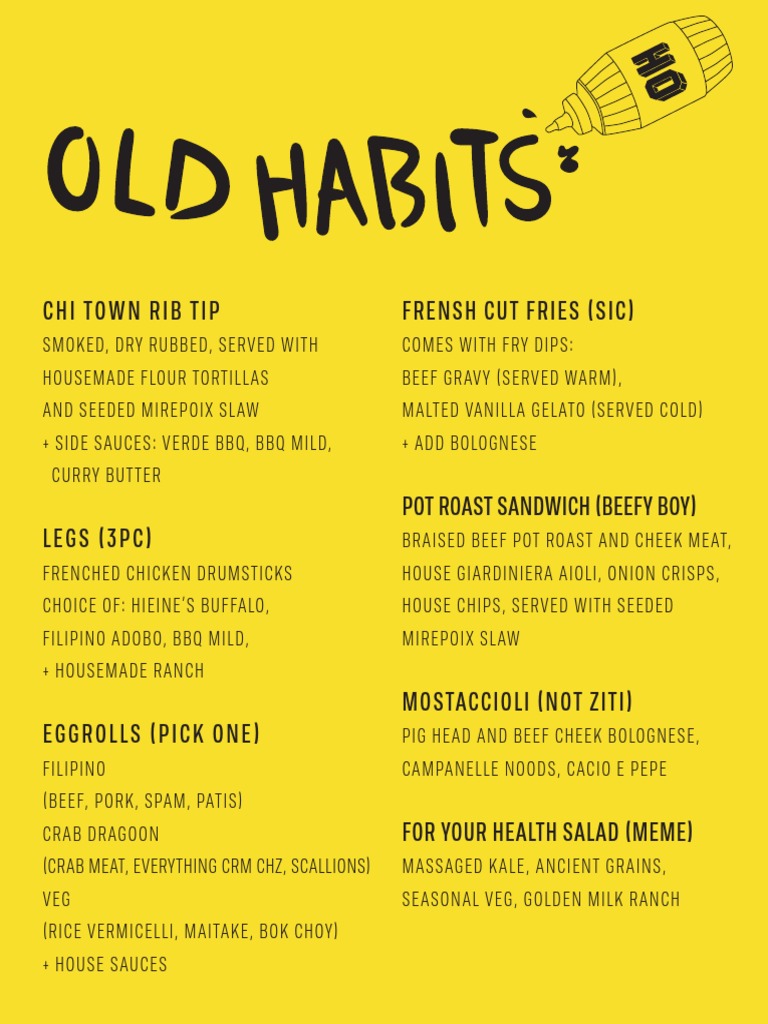Old Habits Menu | PDF
