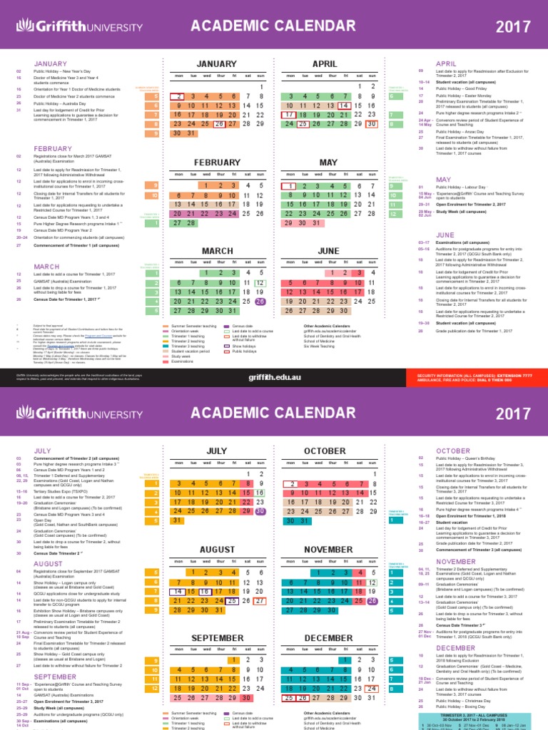 2017 Academic Calendar | PDF | Academic Term | Postgraduate Education