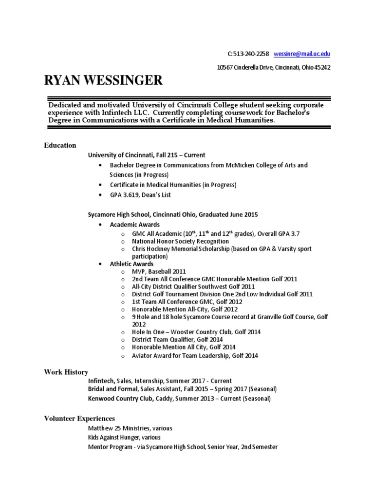 Ryan Wessinger: Wessinre@mail - Uc.edu | PDF