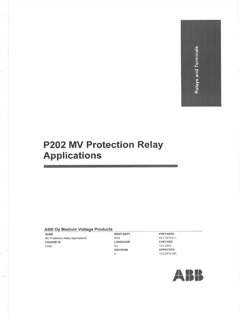 ABB - P202 - MV Protection Relay Applications | PDF