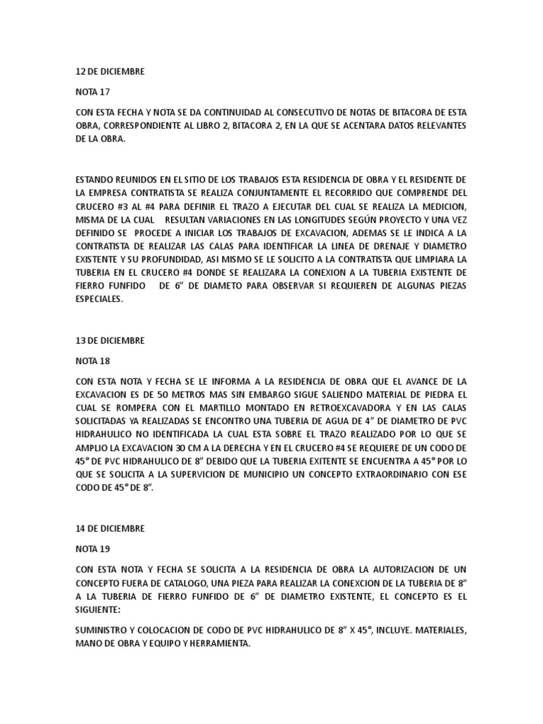Notas de Bitacora de Obra-Agua Potable-puebo Nuevo-20!02!2018 | Violencia