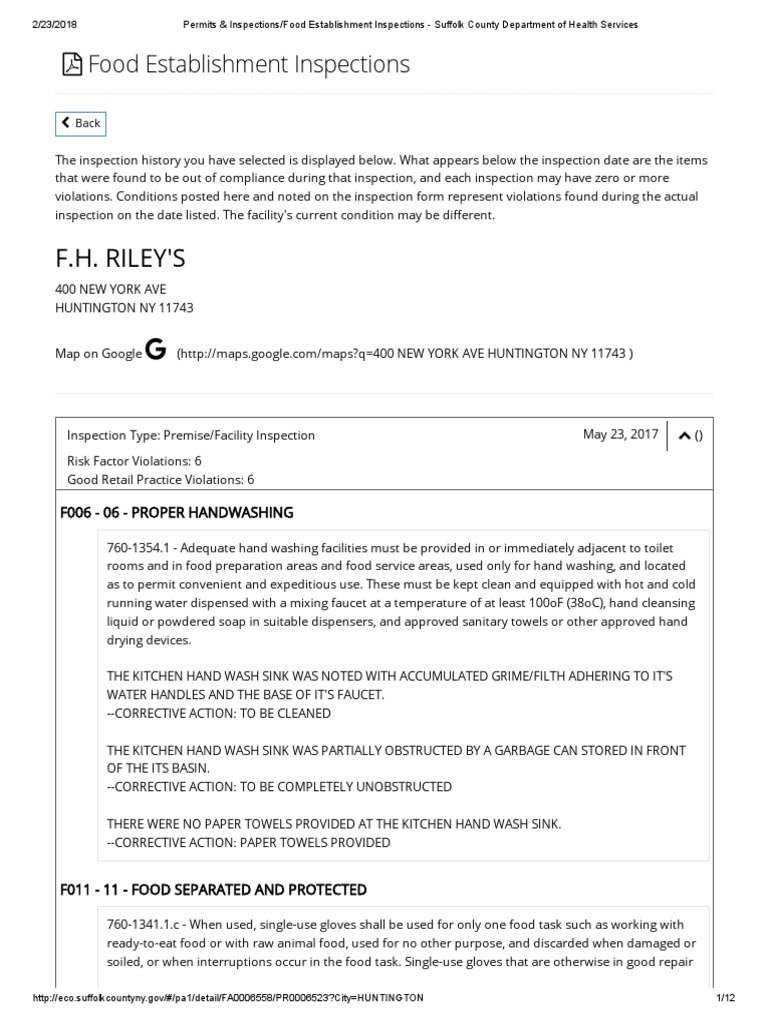 Permits & Inspections - Food Establishment Inspections - Suffolk County ...