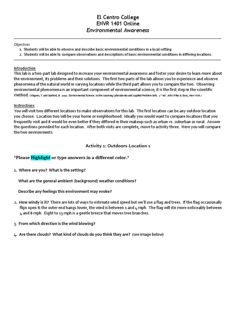 Online ENVR 1401-Environmental Awareness Lab-Jc | PDF | Stormwater ...