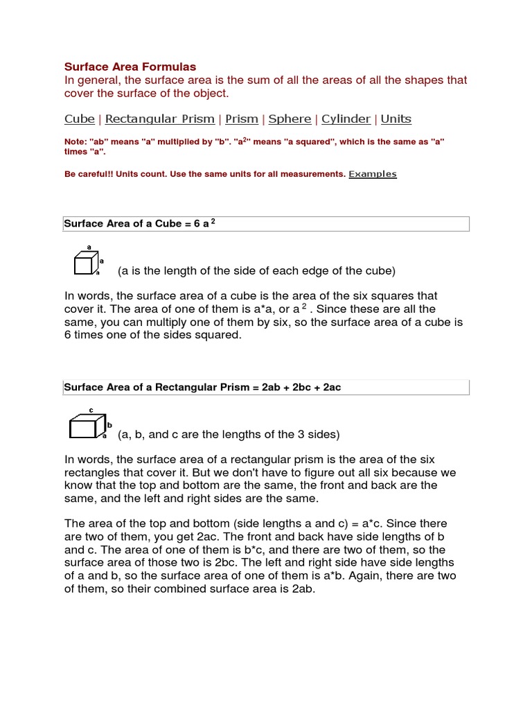 Formula of Various Geometical Figures | PDF | Area | Volume