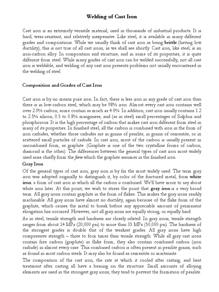 Composition and Grades of Cast Iron | PDF | Cast Iron | Iron