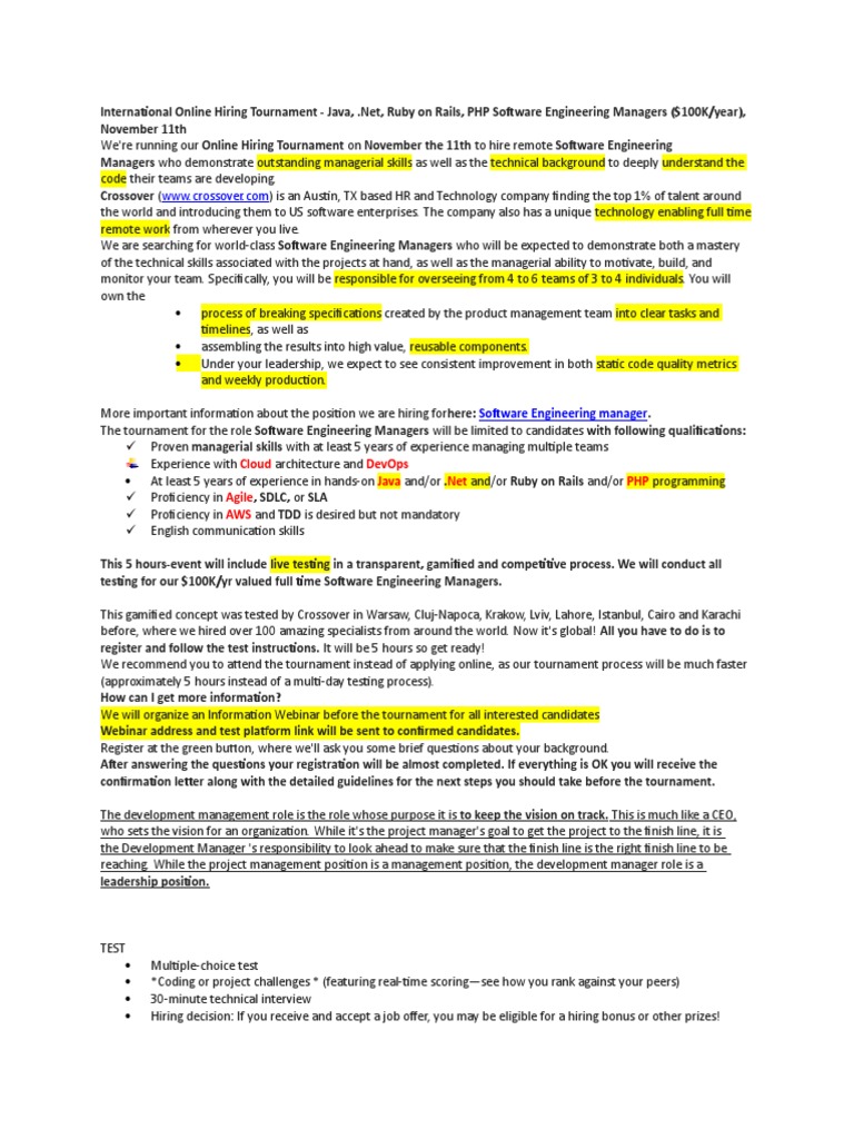 International Online Hiring Tournament | PDF | Software Development ...