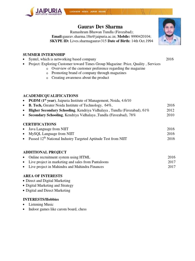 Resume Gaurav 28 | PDF