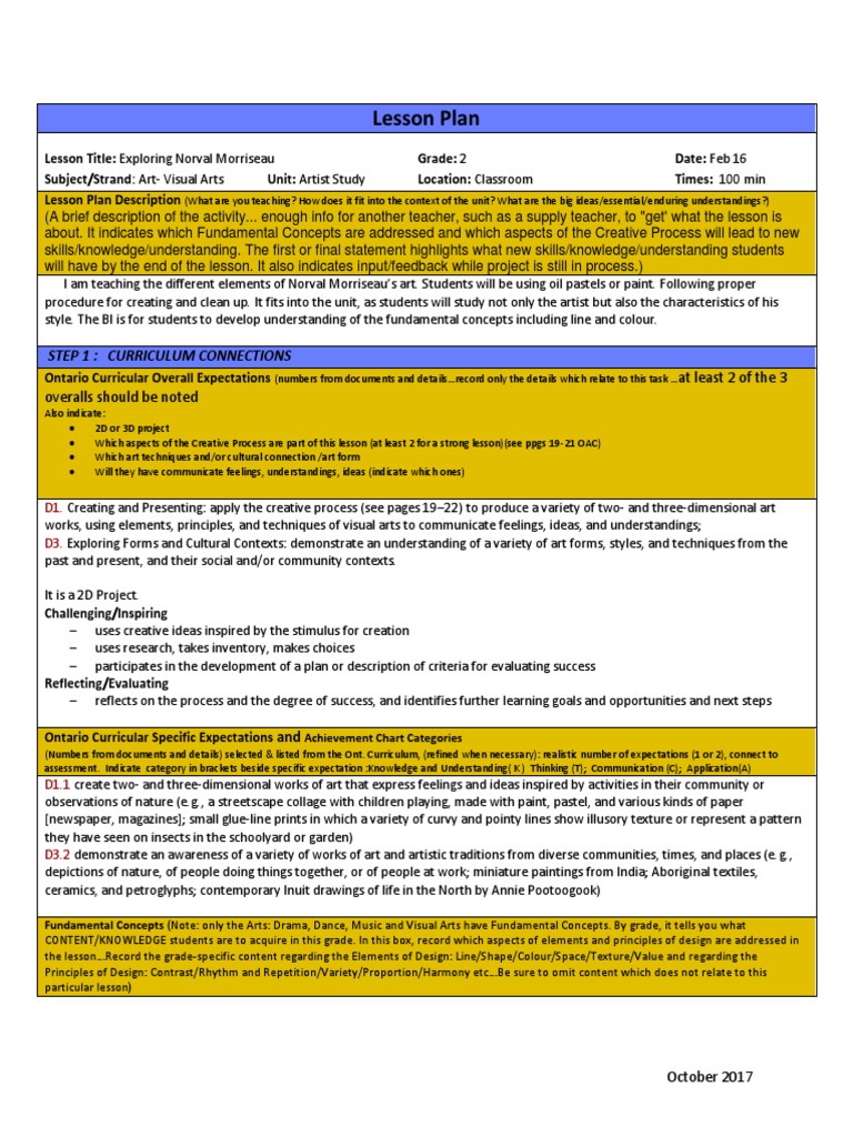 Lesson Plan: Step 1: Curriculum Connections | PDF | Color | Learning