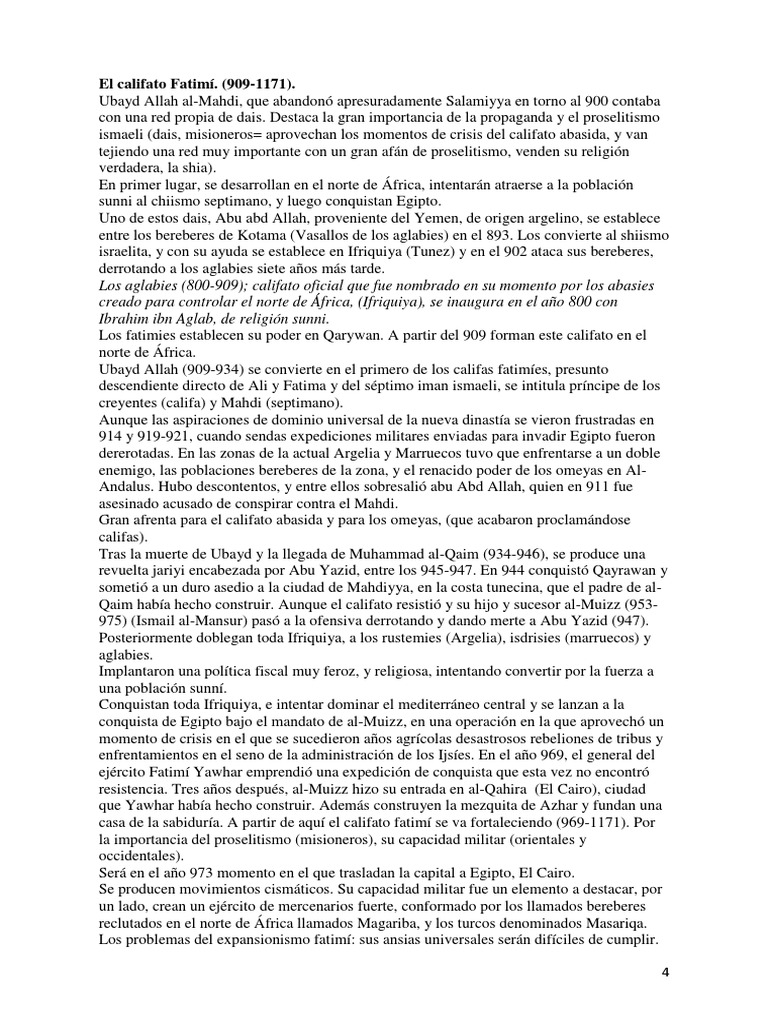 Califato Fatimí: Historia y Cismas | PDF | Religiones abrahámicas ...