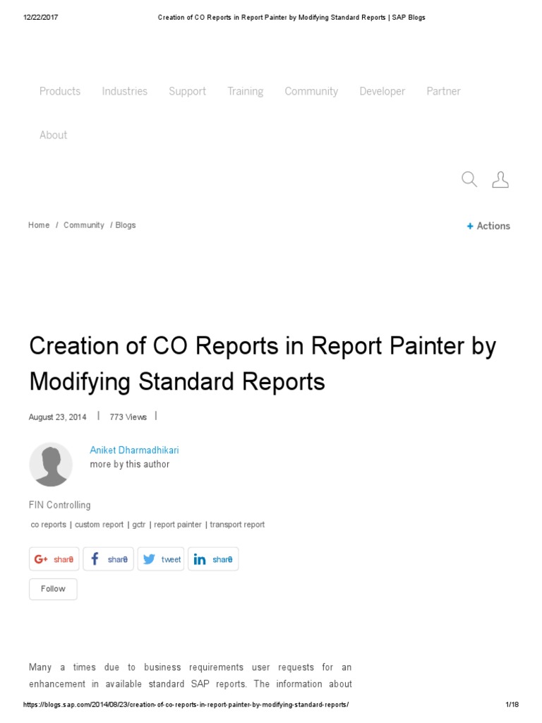 Creation of CO Reports in Report Painter by Modifying Standard Reports - SAP Blogs | PDF ...