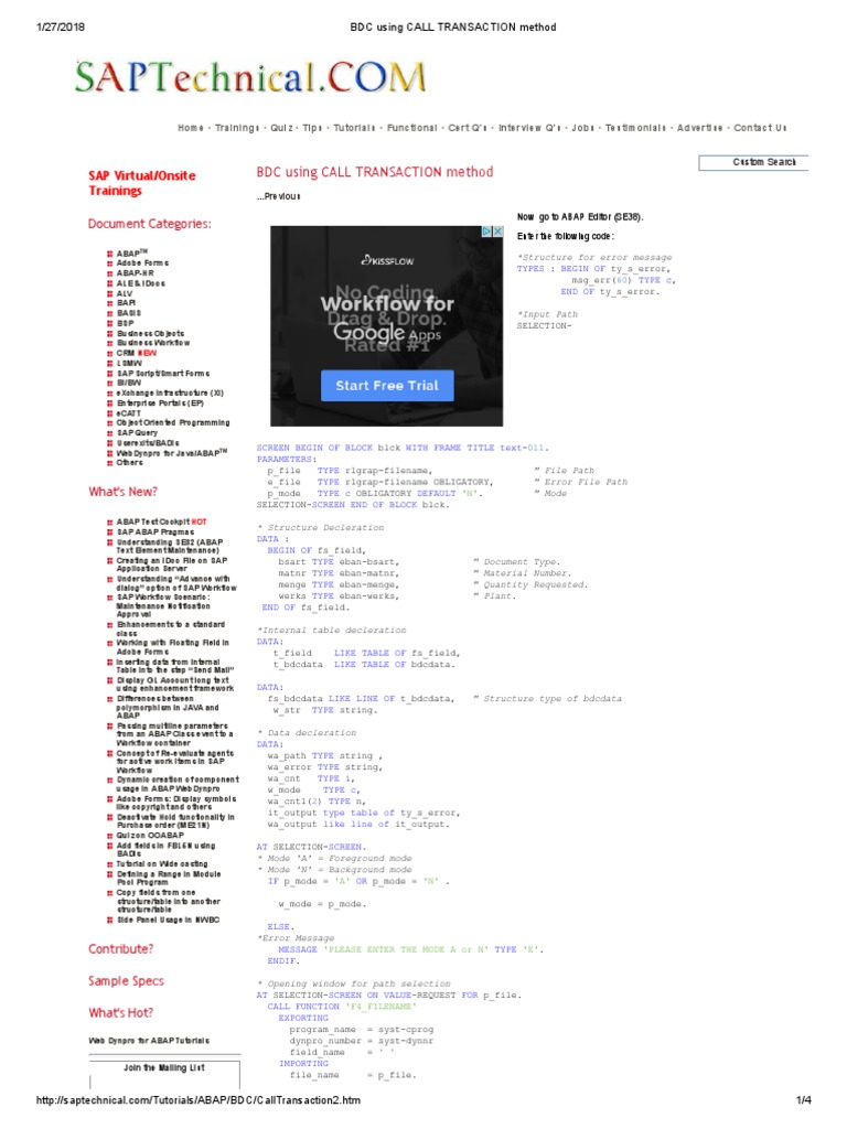 BDC Using Call Transaction Method | PDF | Database Transaction | Computer Engineering