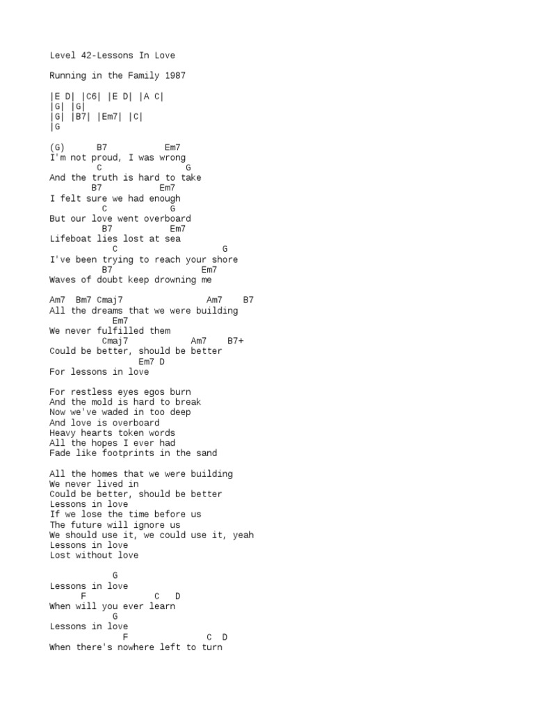 Level 42-Lessons in Love | PDF