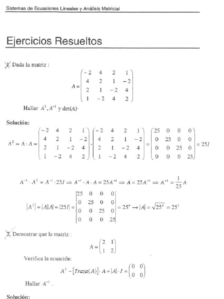 Ejercicios Resueltos Algebra Lineal | PDF Ejercicios Resueltos Algebra Lineal | PDF