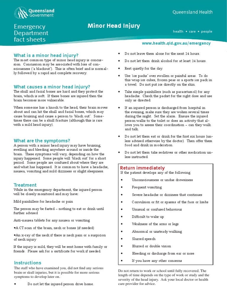 Minor Head Injury | PDF | Nervous System | Medicine