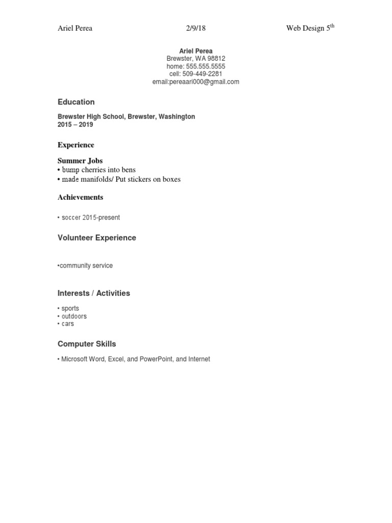 Ariel Perea 1 Resume | PDF