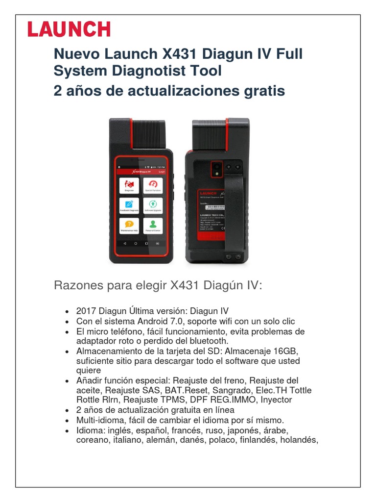 Launch X431 Diagun IV Full System Diagnotist GPORT | PDF | Android ...