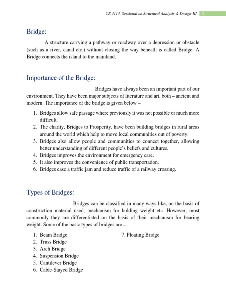 Introduction To Bridge & Mechanism | PDF | Bridge | Truss