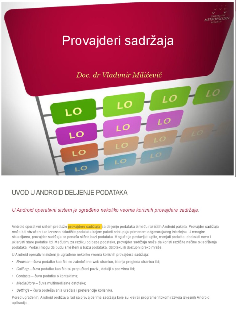 Android Programiranje - Deo Sedam PDF | PDF