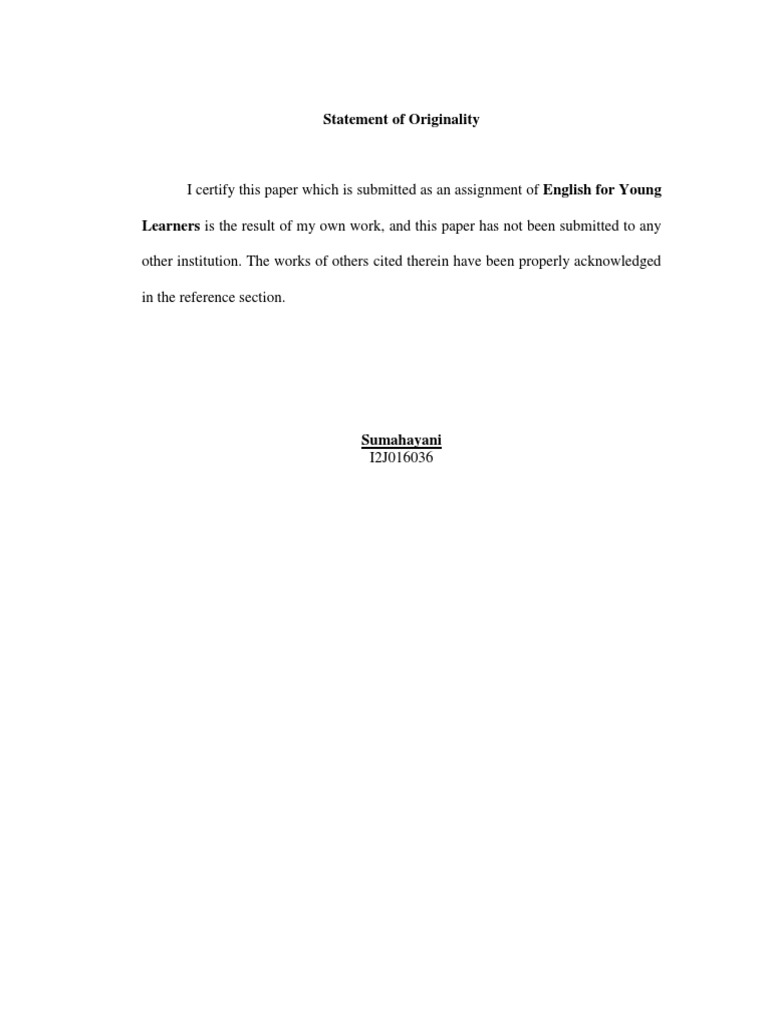 Statement of Originality | PDF