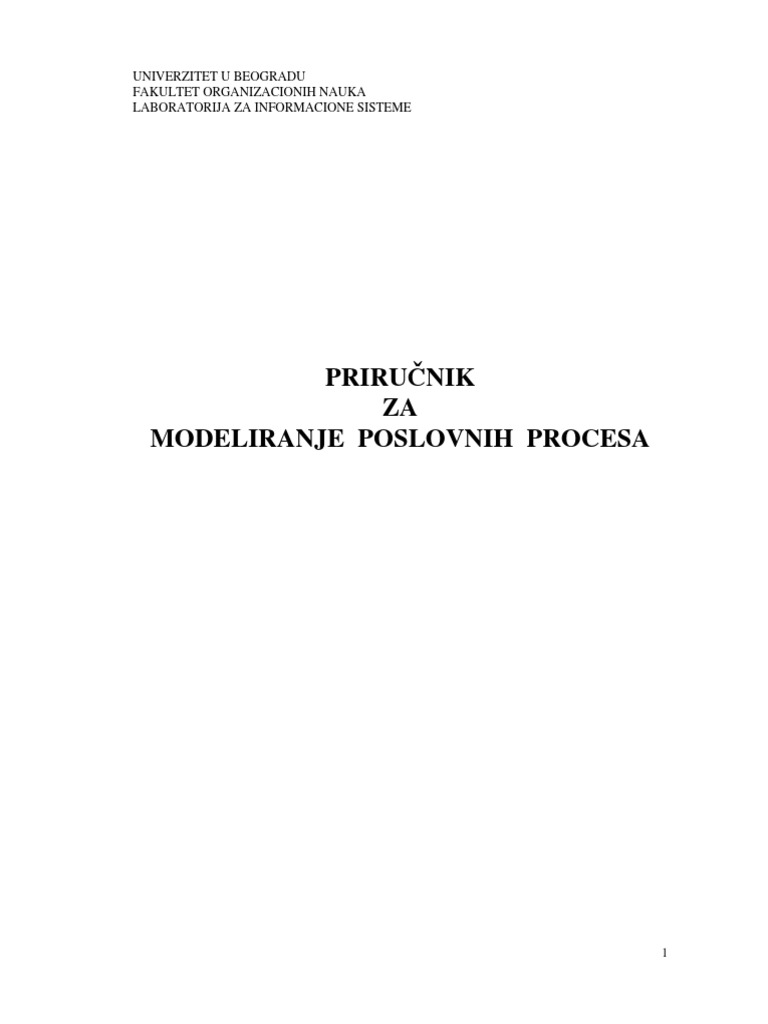 PRIRUČNIK Za Modeliranje Poslovnih Procesa | PDF
