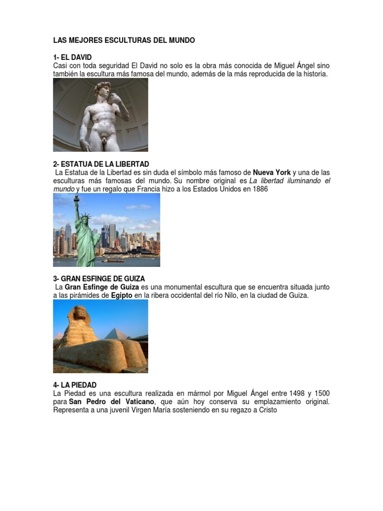 Las Mejores Esculturas Del Mundo | PDF
