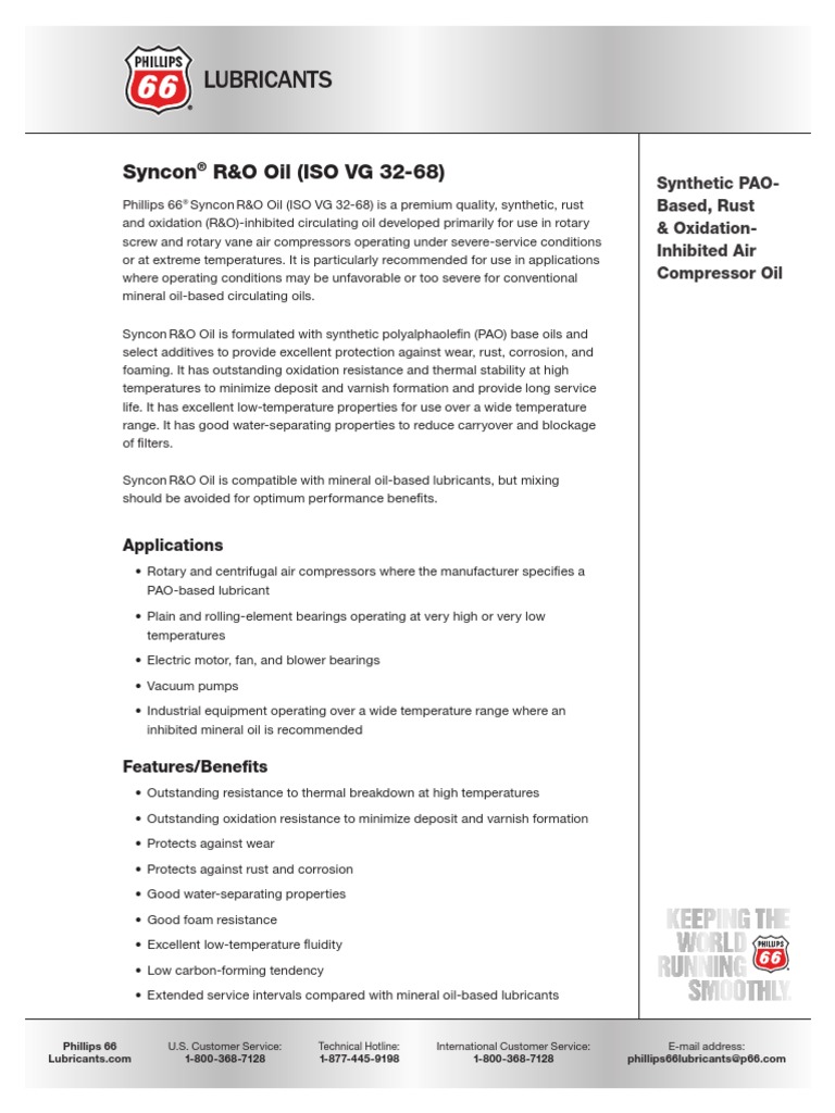 Syncon R&o Oil (Iso - VG - 32-68) | PDF | Lubricant | Rust