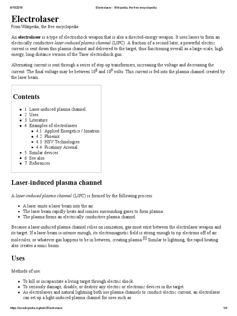 Electrolaser - Wikipedia, The Free Encyclopedia | PDF ...