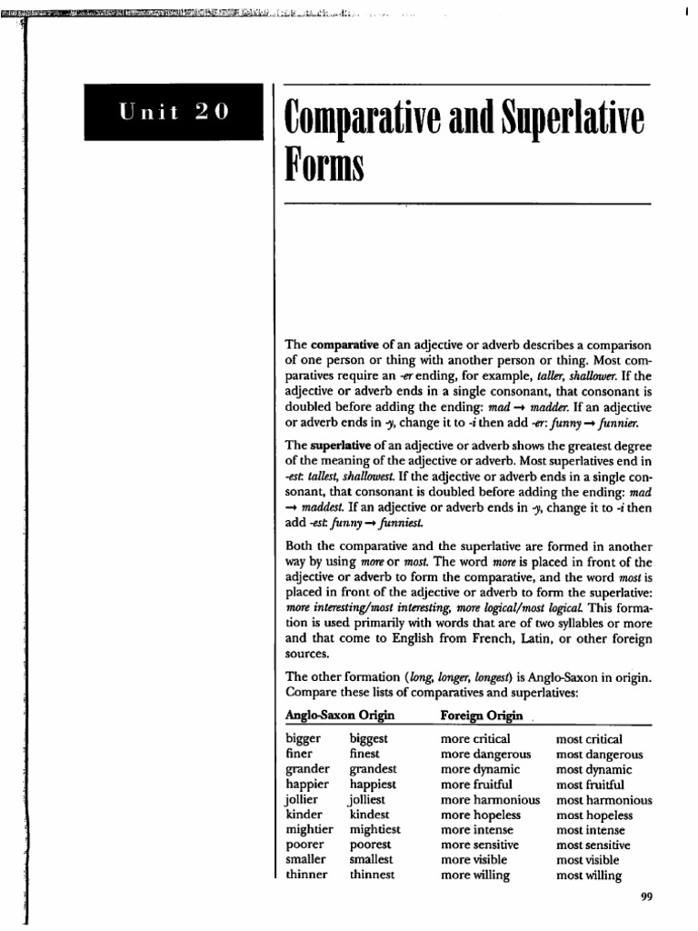 Comparative and Superlative Forms PDF | PDF